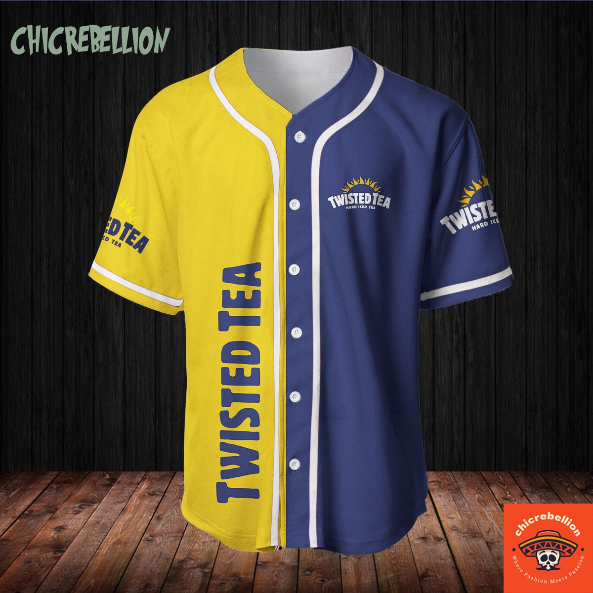 Blue and Yellow Twisted Tea Baseball Jersey, Twisted Tea Jersey Shirt ...
