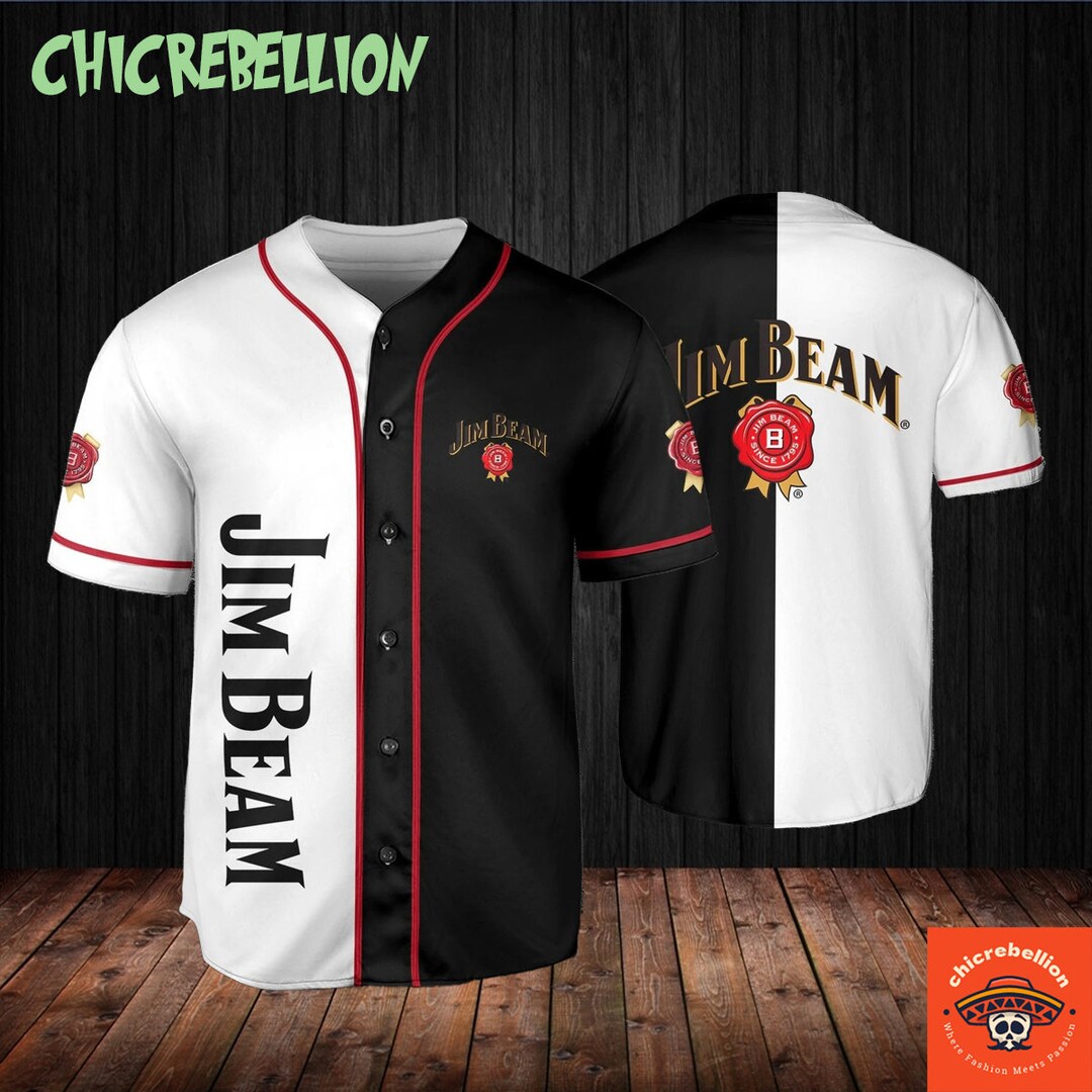 Black and White Jim Beam Baseball Jersey, Jim Beam Jersey Shirt, Jim ...