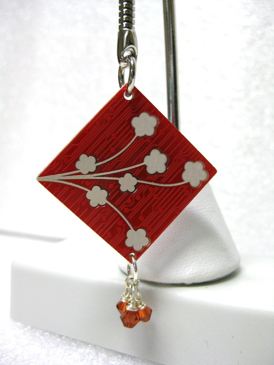 Circuit Board Keychain With Cherry Blossoms and Heart - Etsy