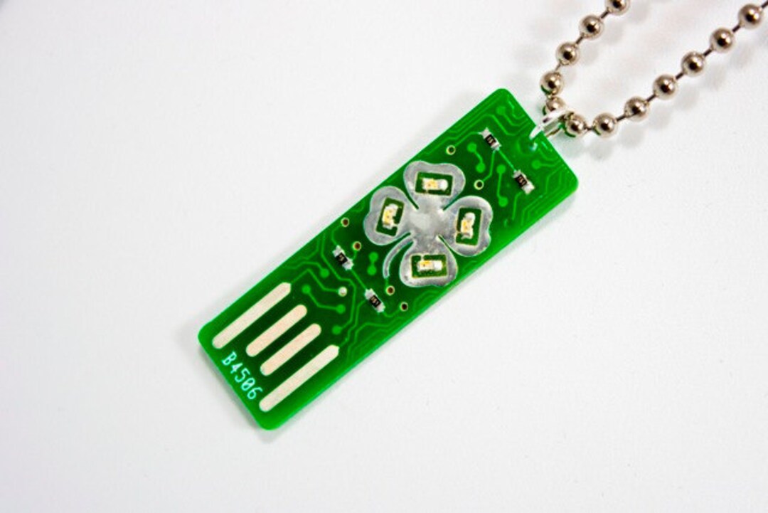 Four Leaf Clover USB Circuit Board Necklace With Ball Chain - Etsy