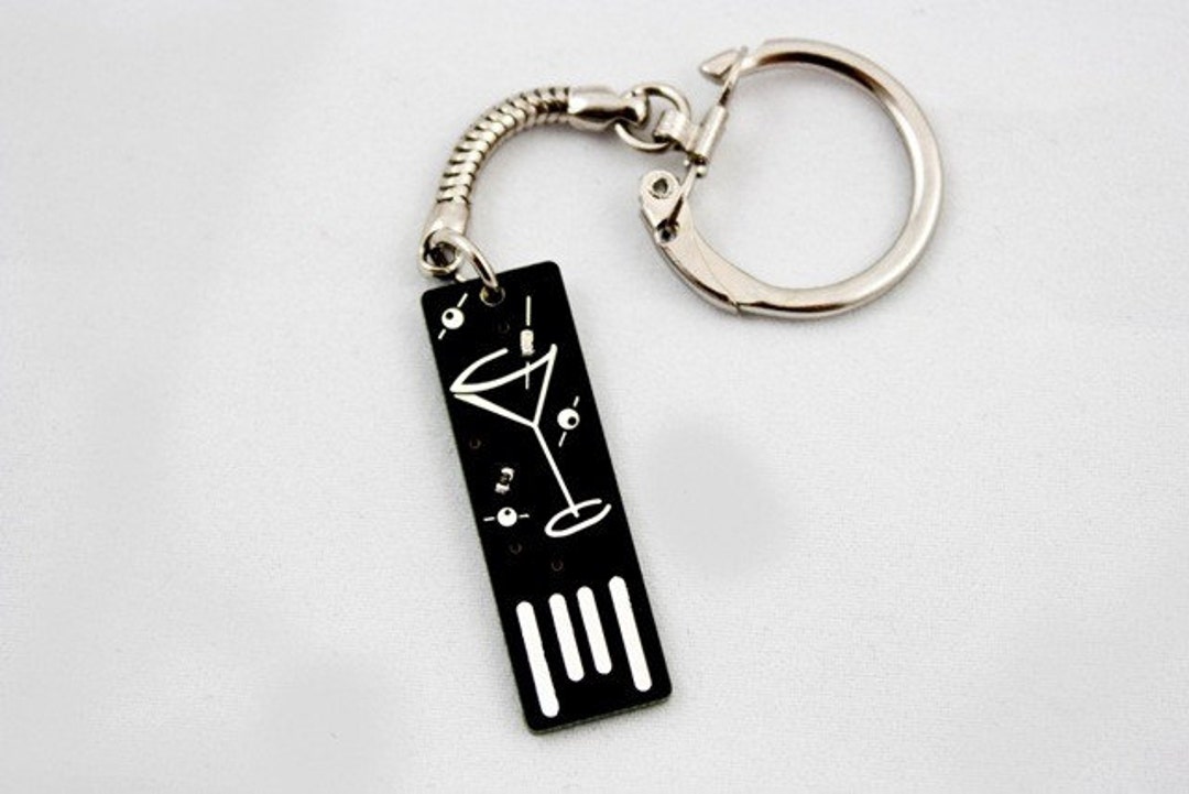 Martini USB Circuit Board Keychain in Black - Lights Up - Etsy