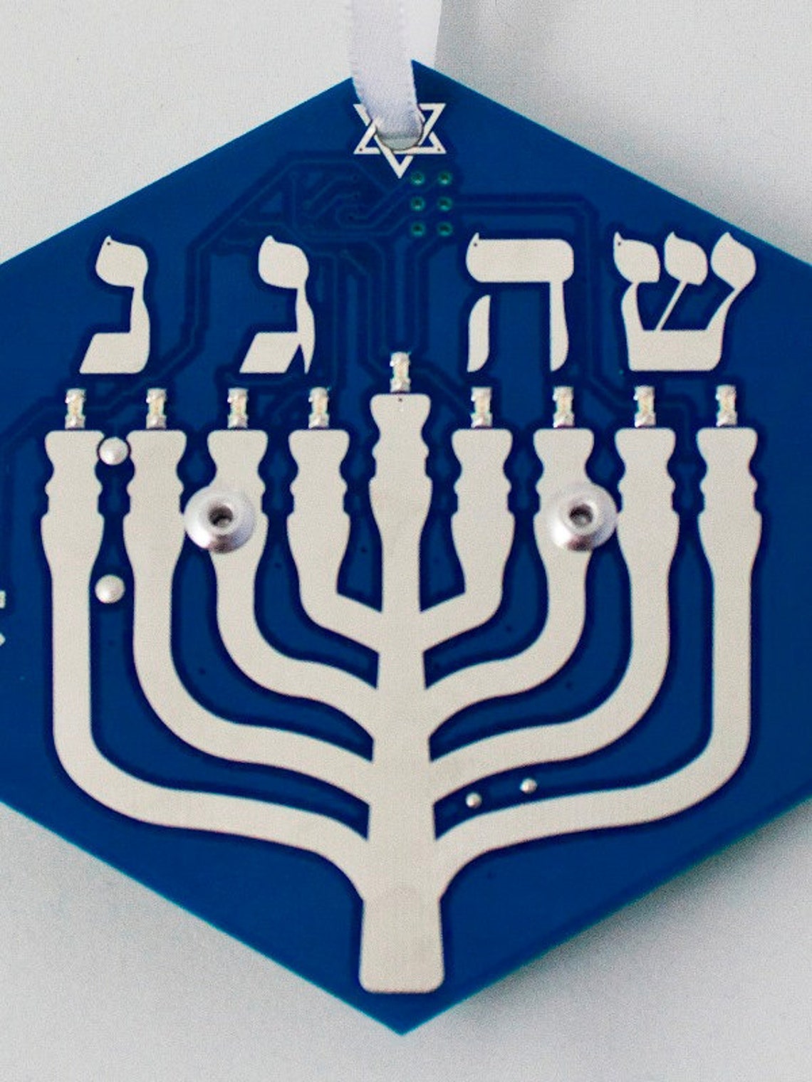 Digi-dreidel & Menorah Circuit Board Ornament - Interactive - Etsy