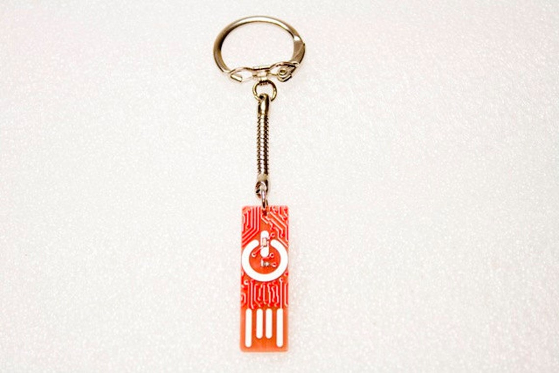 Circuit Board Keychain With Power Symbol - Lights Up - Etsy