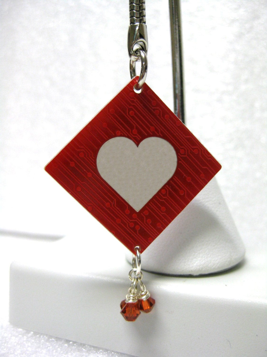 Circuit Board Keychain With Cherry Blossoms and Heart - Etsy