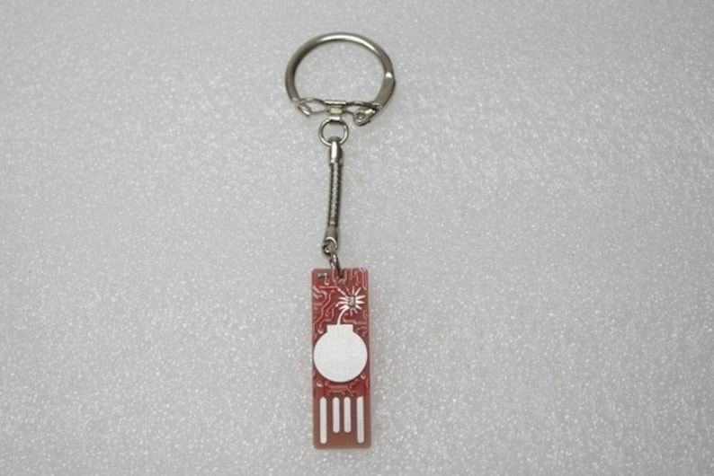 Circuit Board Keychain With Bomb - Lights Up - Etsy