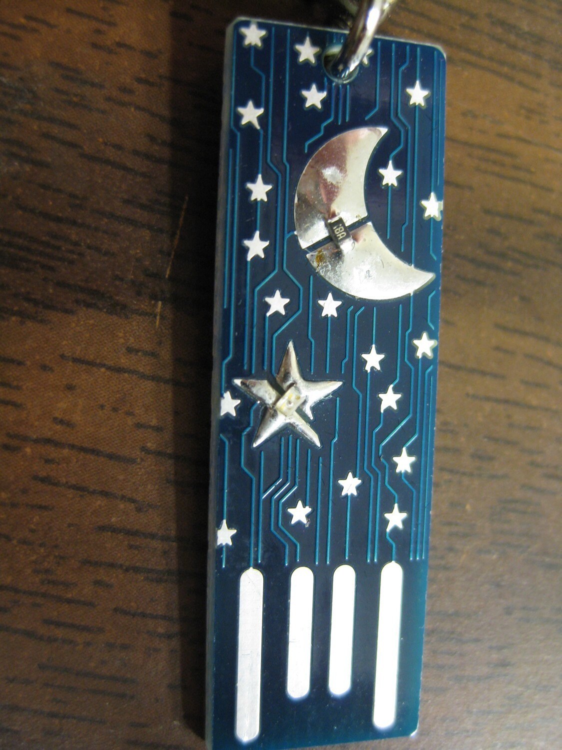 Circuit Board Keychain With Moon and Stars - Lights Up - Etsy