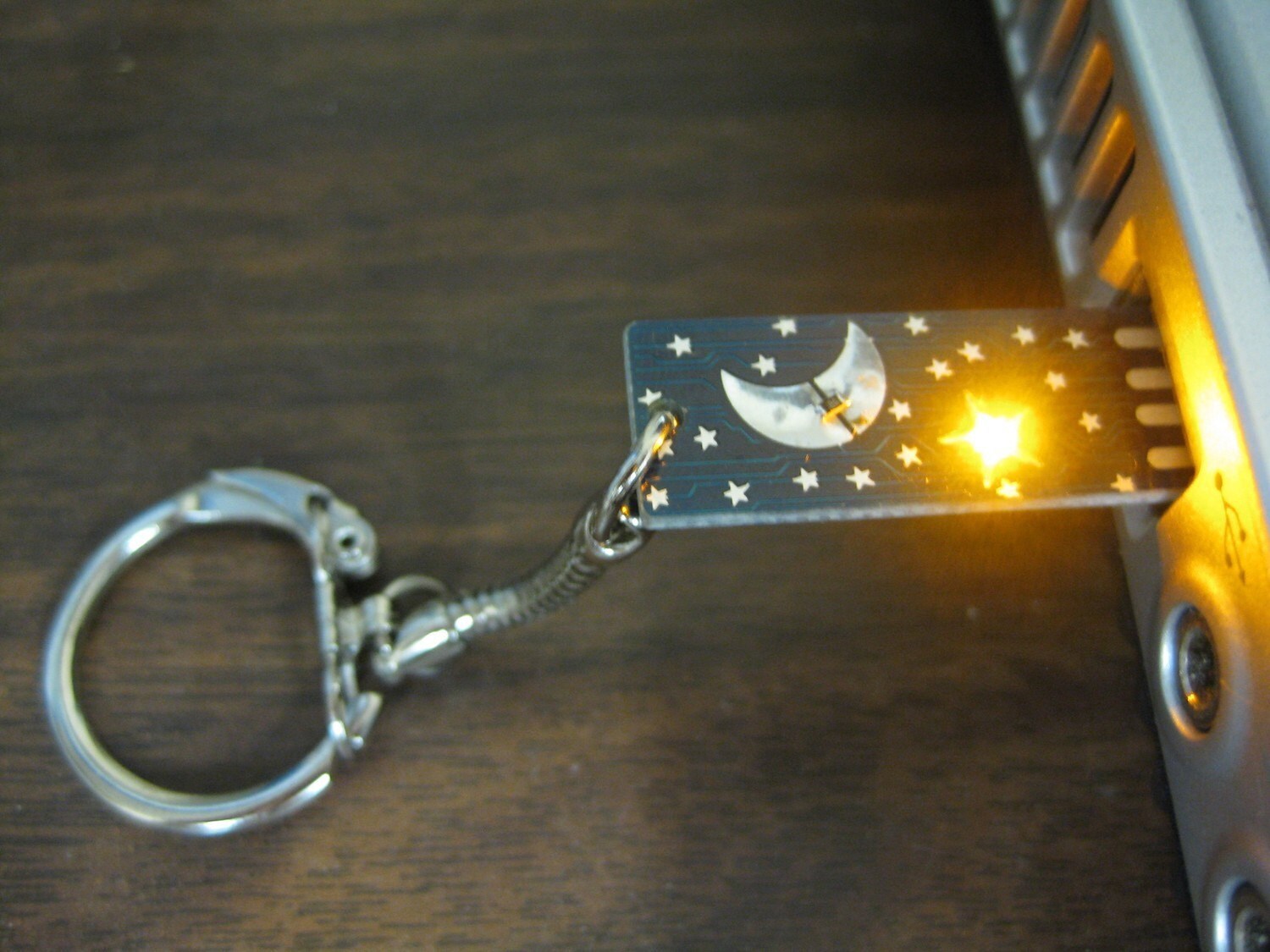 Circuit Board Keychain With Moon and Stars - Lights Up - Etsy