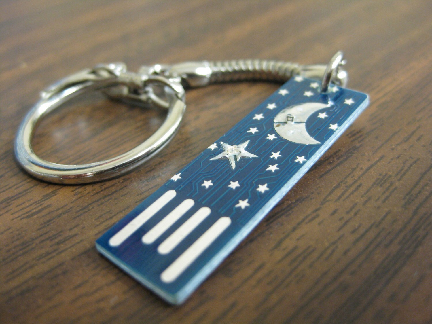 Circuit Board Keychain With Moon and Stars - Lights Up - Etsy