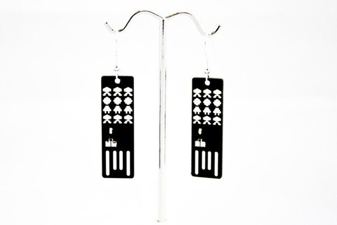 Space Invasion USB Circuit Board Earrings in Black- Light Up - Etsy
