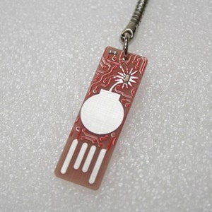 Circuit Board Keychain With Bomb - Lights Up - Etsy