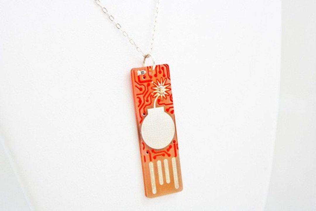 Bomb USB Circuit Board Silver Necklace - LIGHTS UP - Etsy