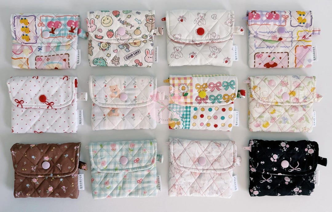 Quilted Zipper Wallet: Handmade Fabric Mini Pouch With Keychain - Etsy