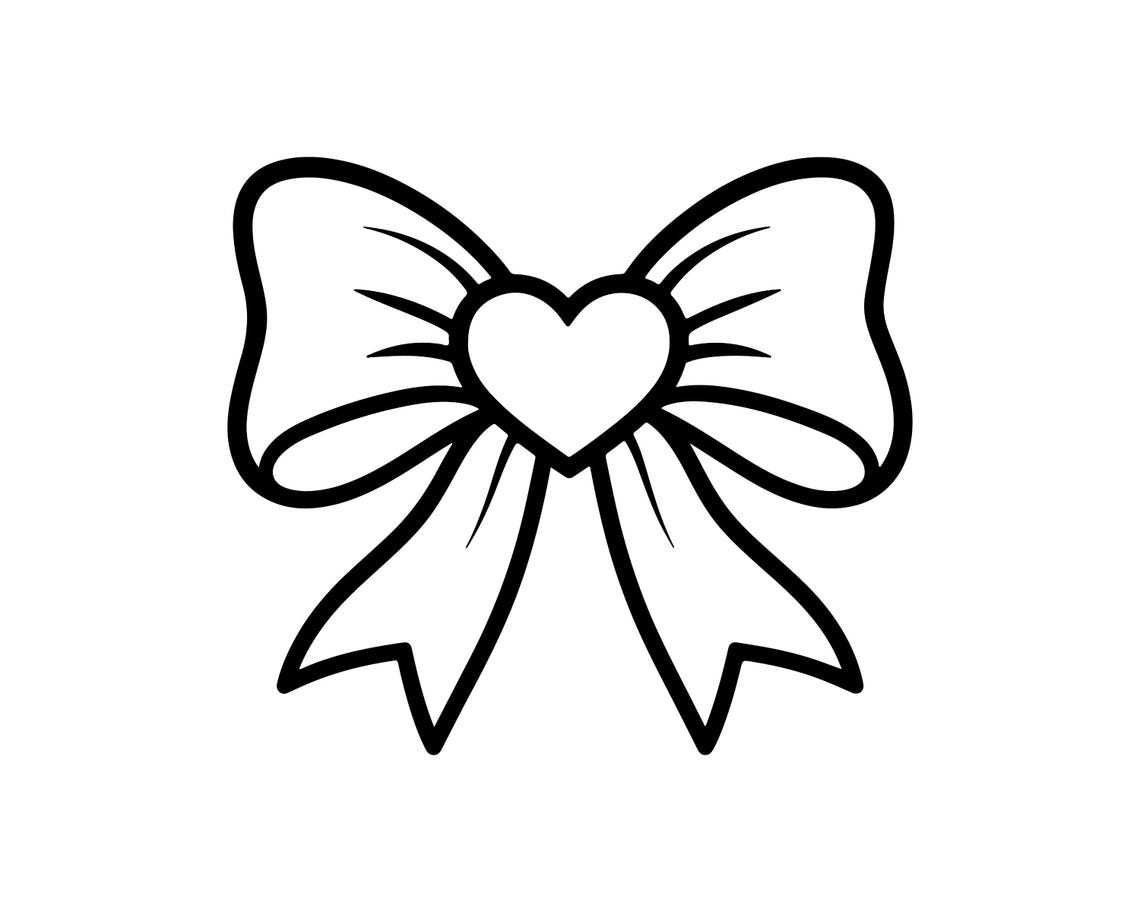 Heart Bow Svg, Coquette Cut File, Ribbon Png Design, Silhouette Vector ...