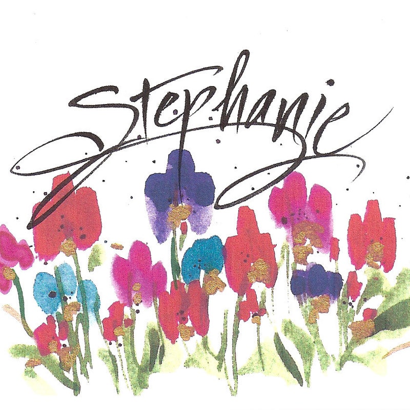 Watercolor Name Card - Etsy