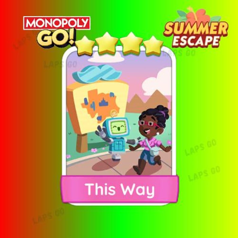 This Way - Monopoly Go Sticker Summer Escape - 4 Stars - Etsy