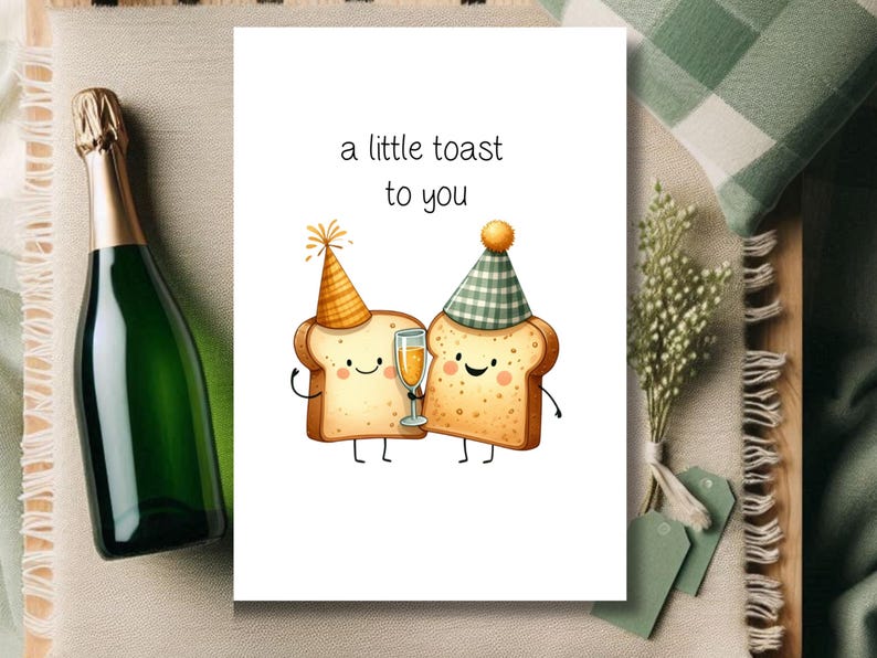 Toast Celebration Card Printable: Funny Blank Digital Cheers Design - Etsy