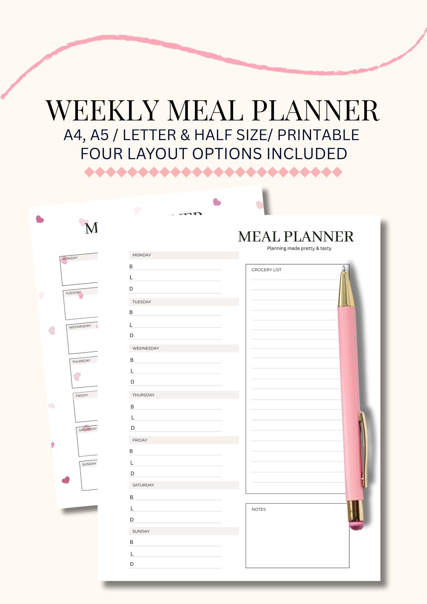 Weekly Meal & Grocery List Planner: Printable Organizer (A4/A5 Digital ...