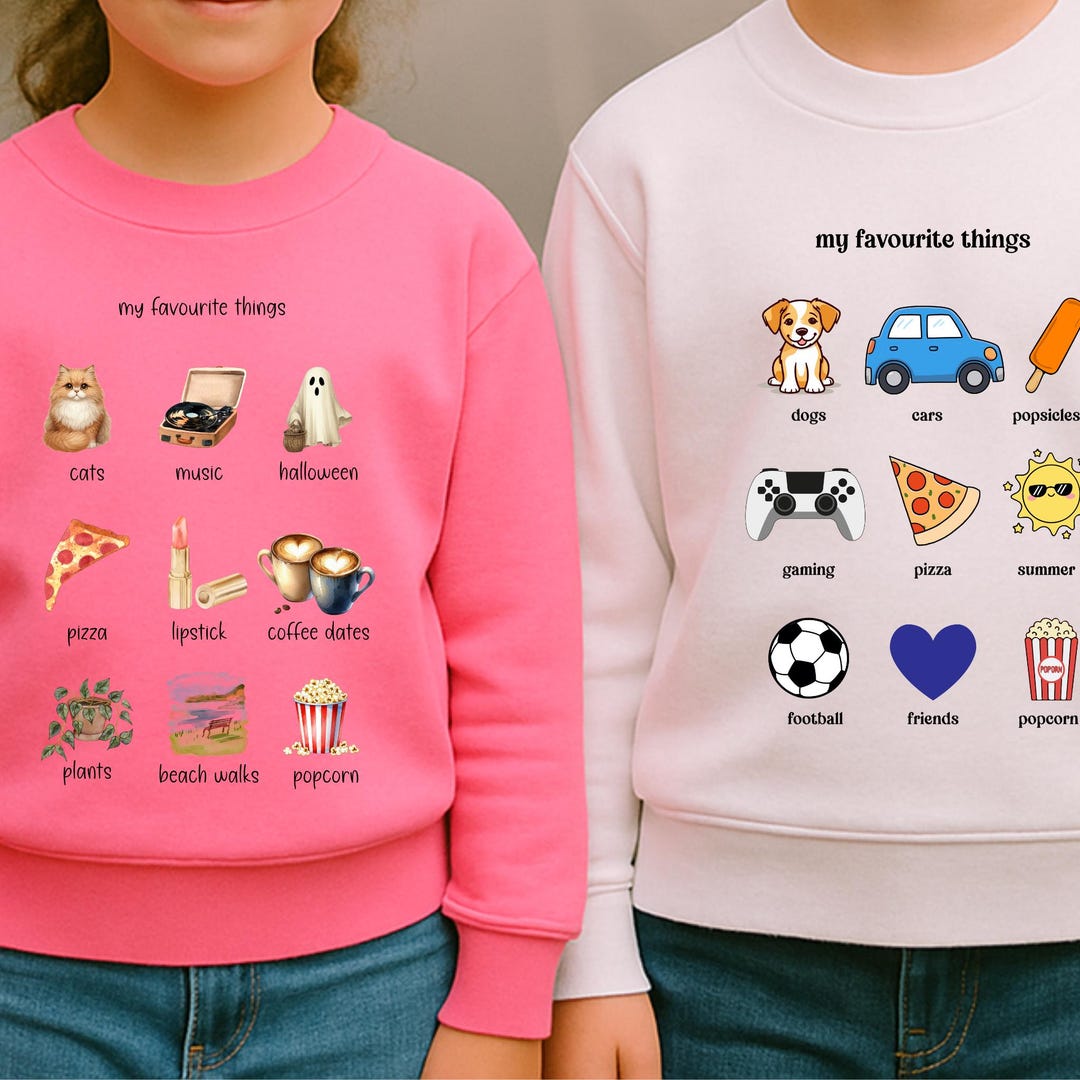 Custom “my Favourite Things” Sweatshirt | Kids Personalised Gift ...