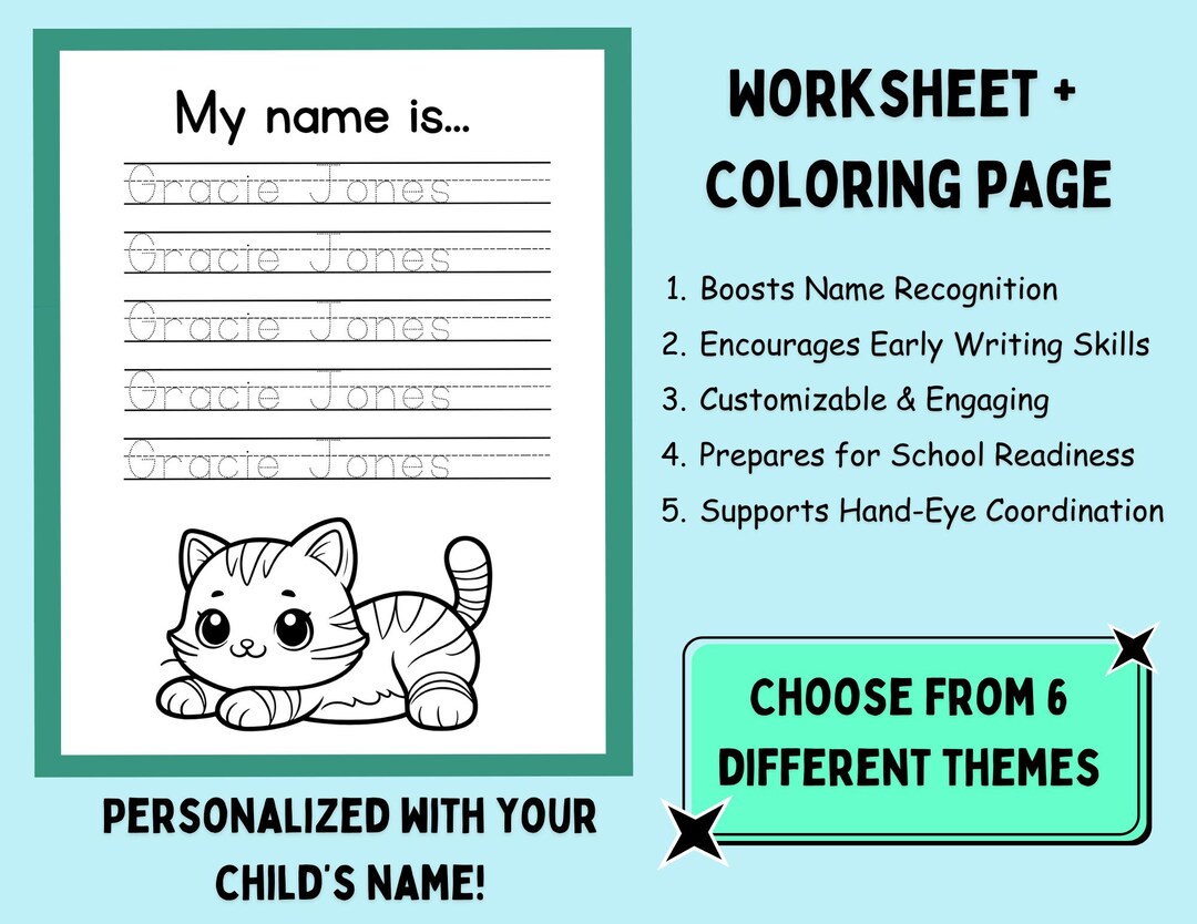 Personalized Name Writing Practice & Coloring Page | Custom Tracing ...