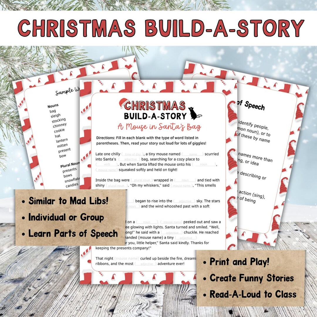 Christmas Mad Libs, Build a Story Game, Christmas Activity, Holiday ...