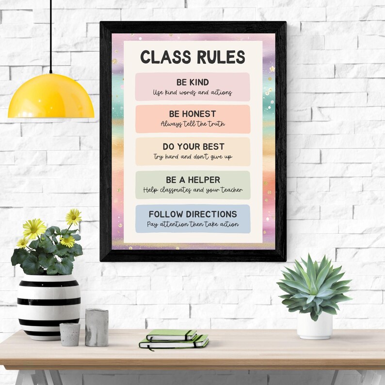 Rainbow Classroom Rules Poster: Watercolor Theme (8x10 PDF Download) - Etsy