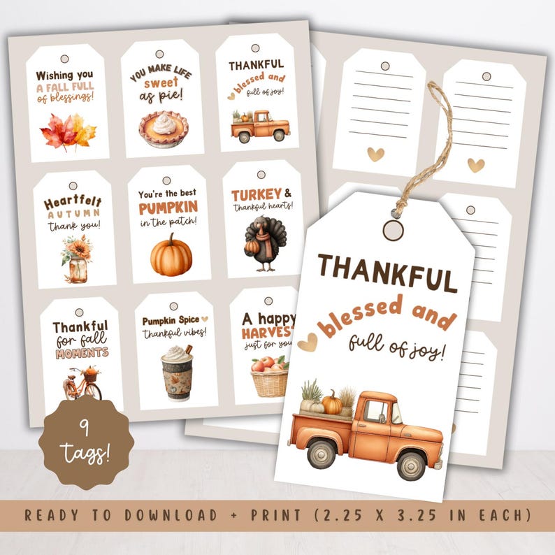 Thanksgiving Gift Tags, Printable Gift Tags, Gift Tag, Fall Gift Tags ...