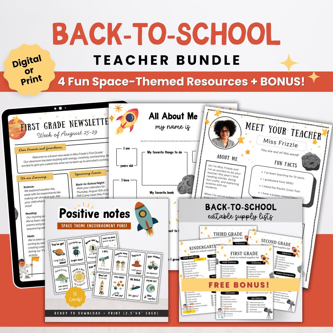 Back to School Space Theme Bundle, Meet Your Teacher, All About Me ...
