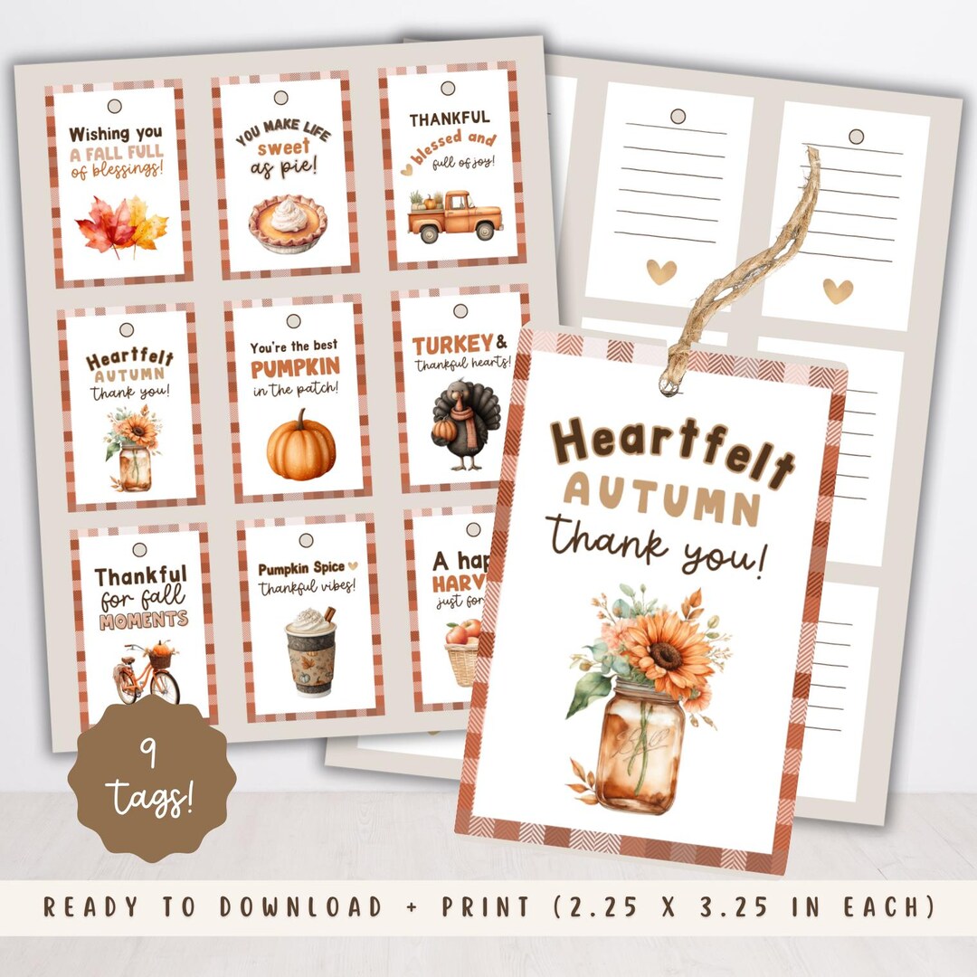 Thanksgiving Gift Tags, Printable Gift Tags, Gift Tag, Fall Gift Tags ...