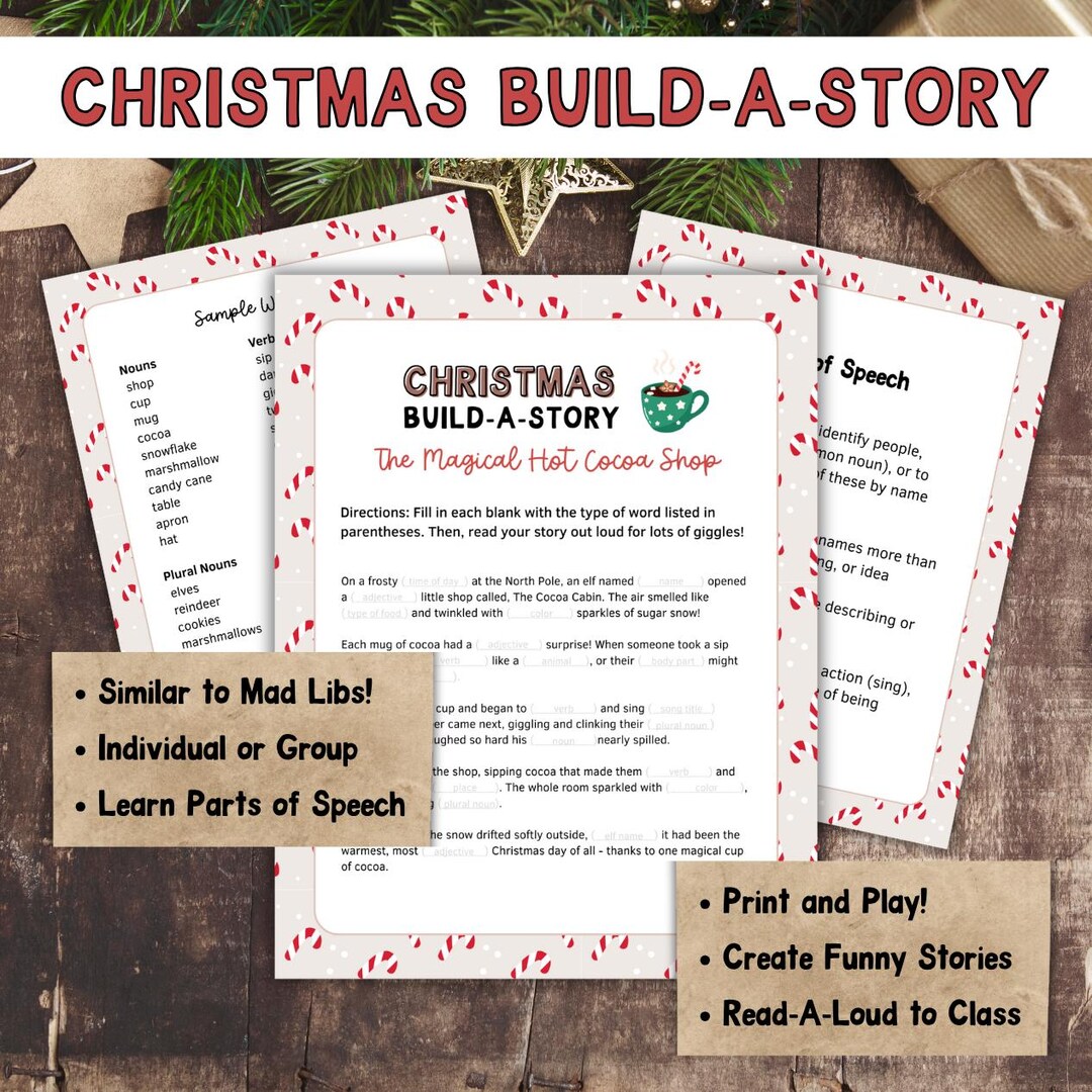 Christmas Mad Libs, Build a Story Game, Christmas Activity, Holiday ...