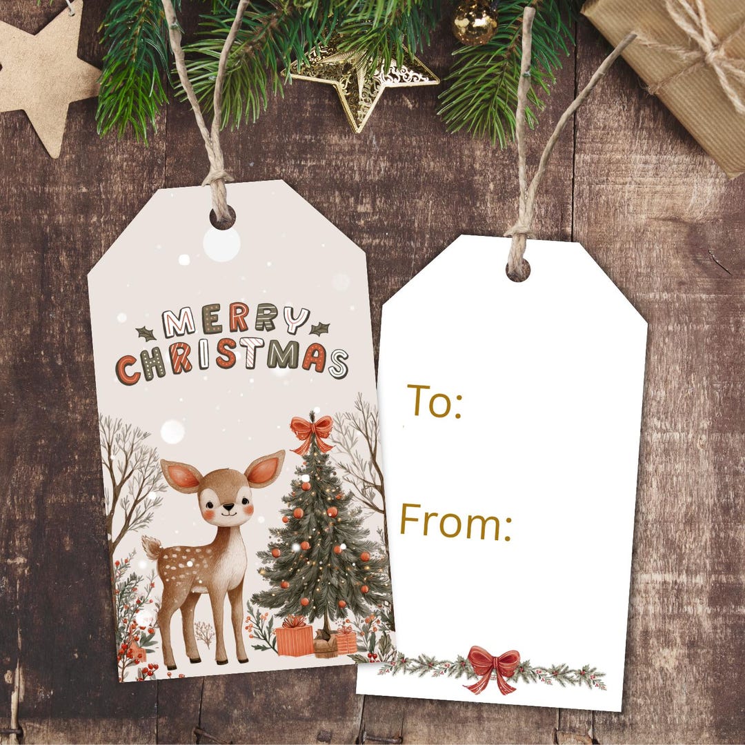 Christmas Gift Tags, Printable Gift Tags, Deer Gift Tag, Christmas ...