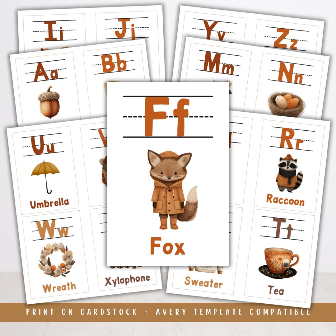 Printable ABC Flashcards, Fall Classroom Decor, Nature Alphabet ...