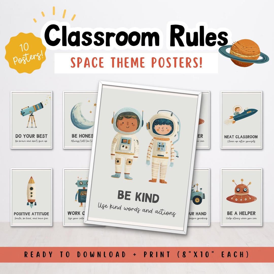 Classroom Rules Poster, Space Classroom Decor, Classroom Posters, Outer ...
