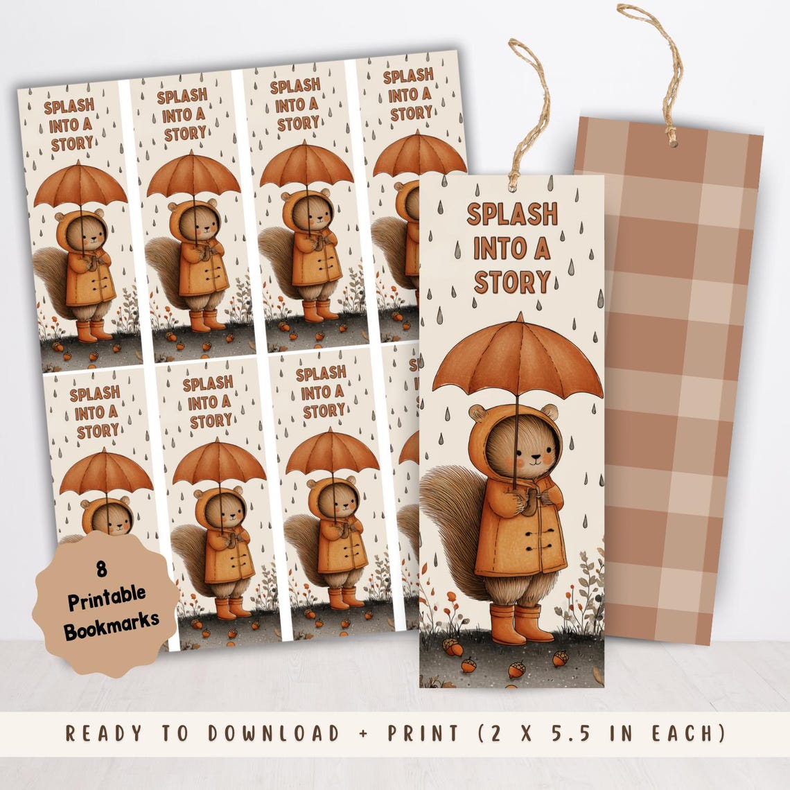 Fall Squirrel Bookmark Printable: Classroom Reading Rewards (PDF ...