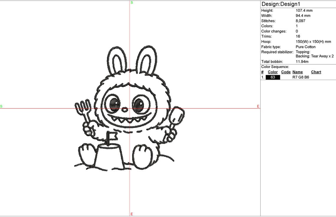 Monster Labubu Embroidery Design Files - Etsy UK