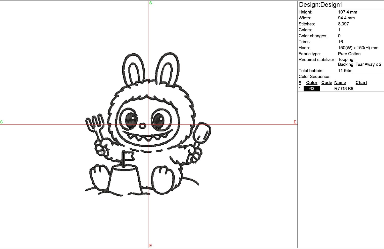 Monster Labubu Embroidery Design Files - Etsy UK