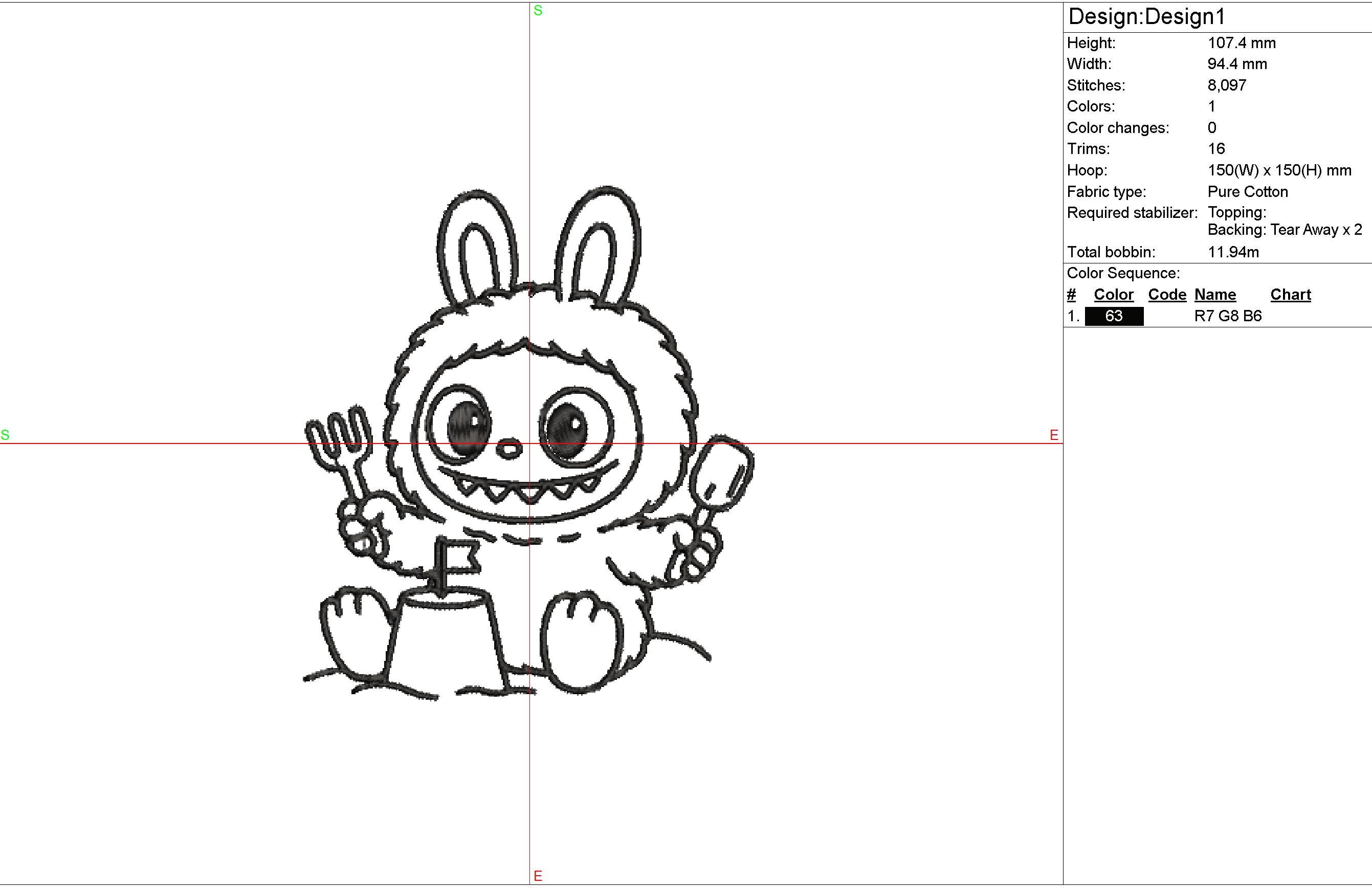 Monster Labubu Embroidery Design Files - Etsy UK