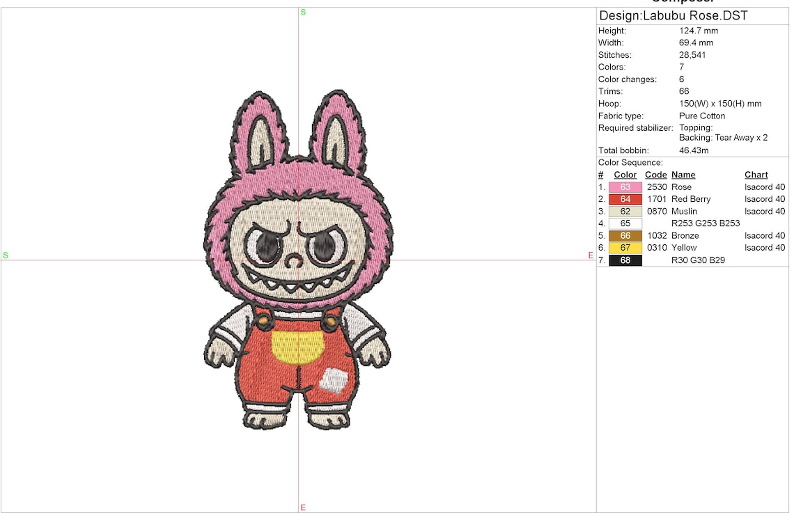 Labubu Embroidery Design Files - Etsy