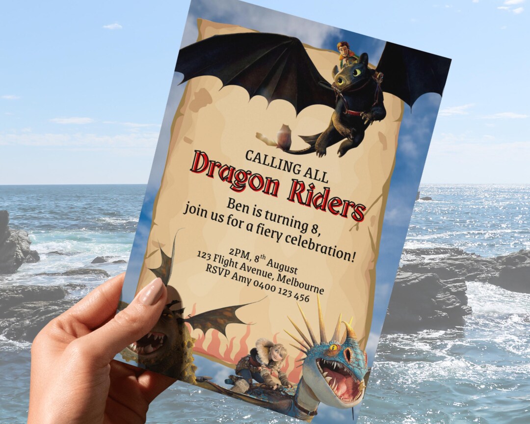 Editable How to Train Your Dragon Birthday Invitation | Calling All ...
