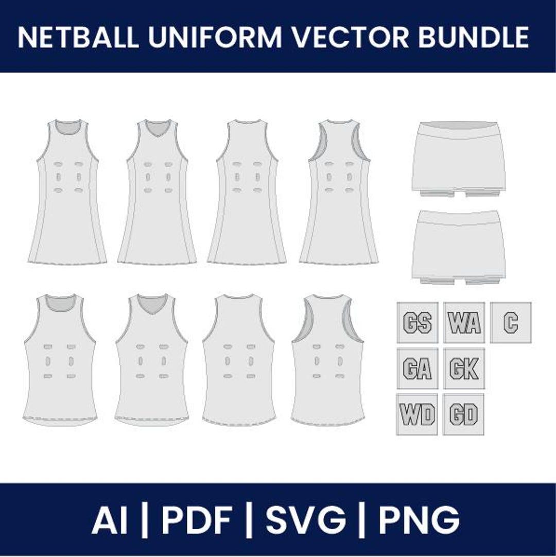 Netball Uniform Vector Mockup Kit: AI, SVG, PNG Templates - Etsy Canada