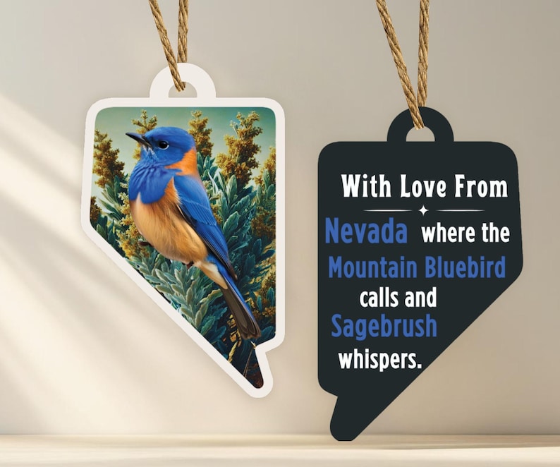 Nevada State Bird & Flower Ornament: Mountain Bluebird, Sagebrush - Etsy