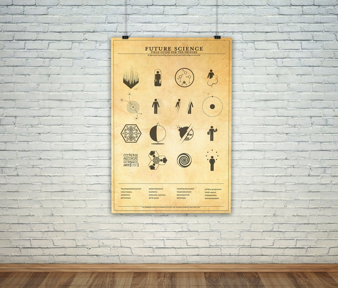 Fringe Science Icon Map // Vintage Science Experiment Warning - Etsy