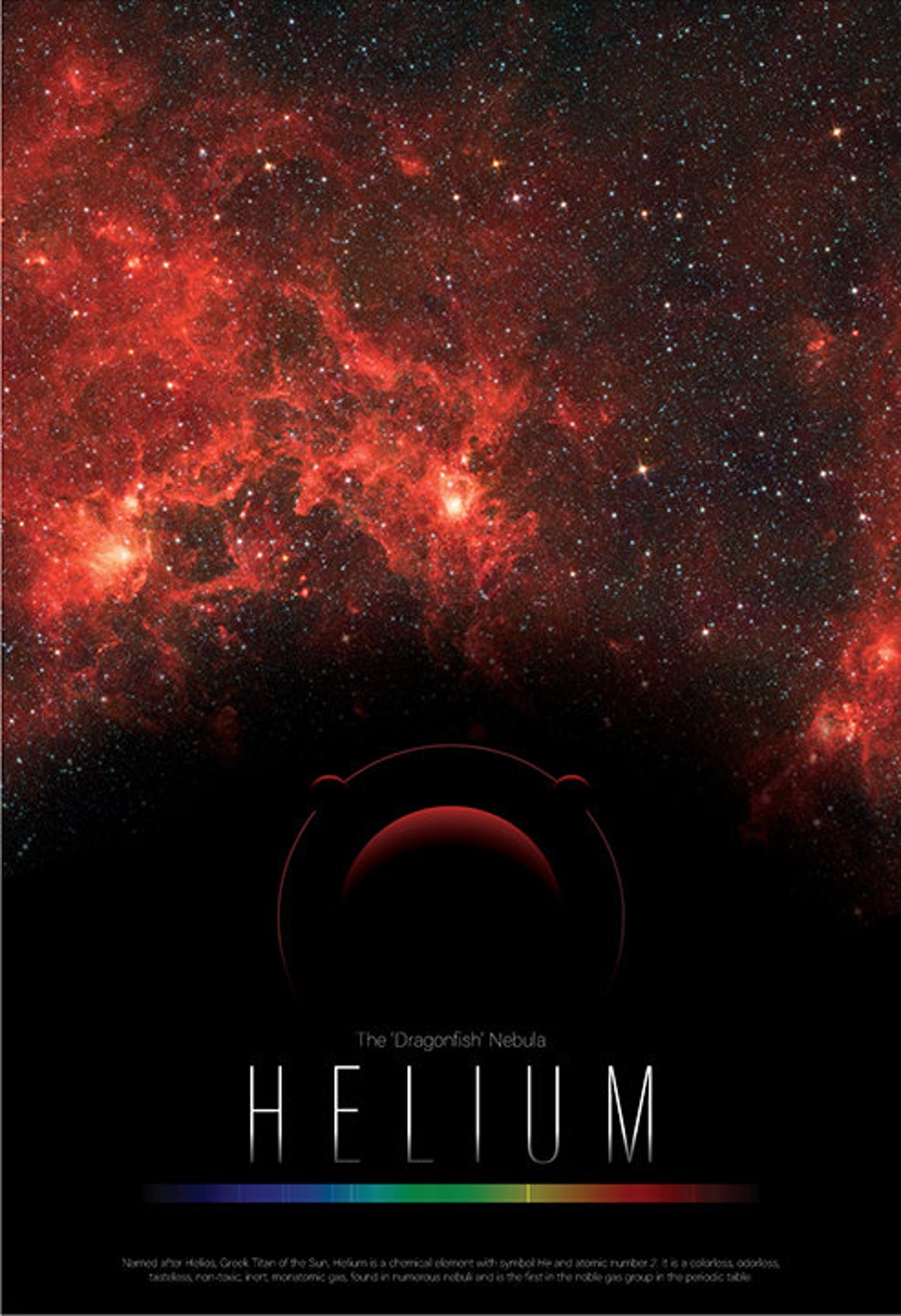 Helium and Dragonfish Nebula // Elementum Astronomicon: - Etsy