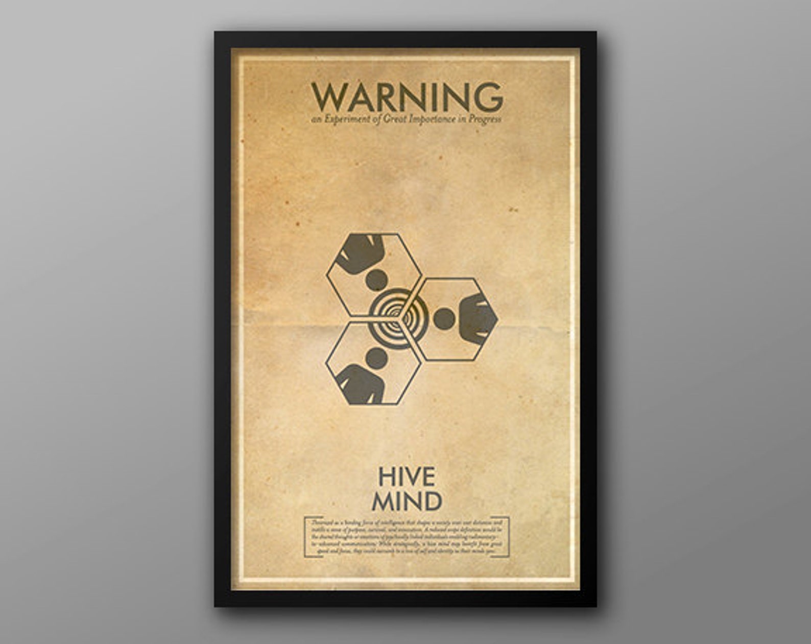 Vintage Fringe Science Warning Poster // Hive Mind Inspired | Etsy