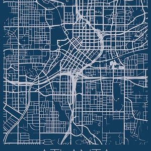 Modern City Road Map Art Print // Atlanta, GA // Graphic Art ...