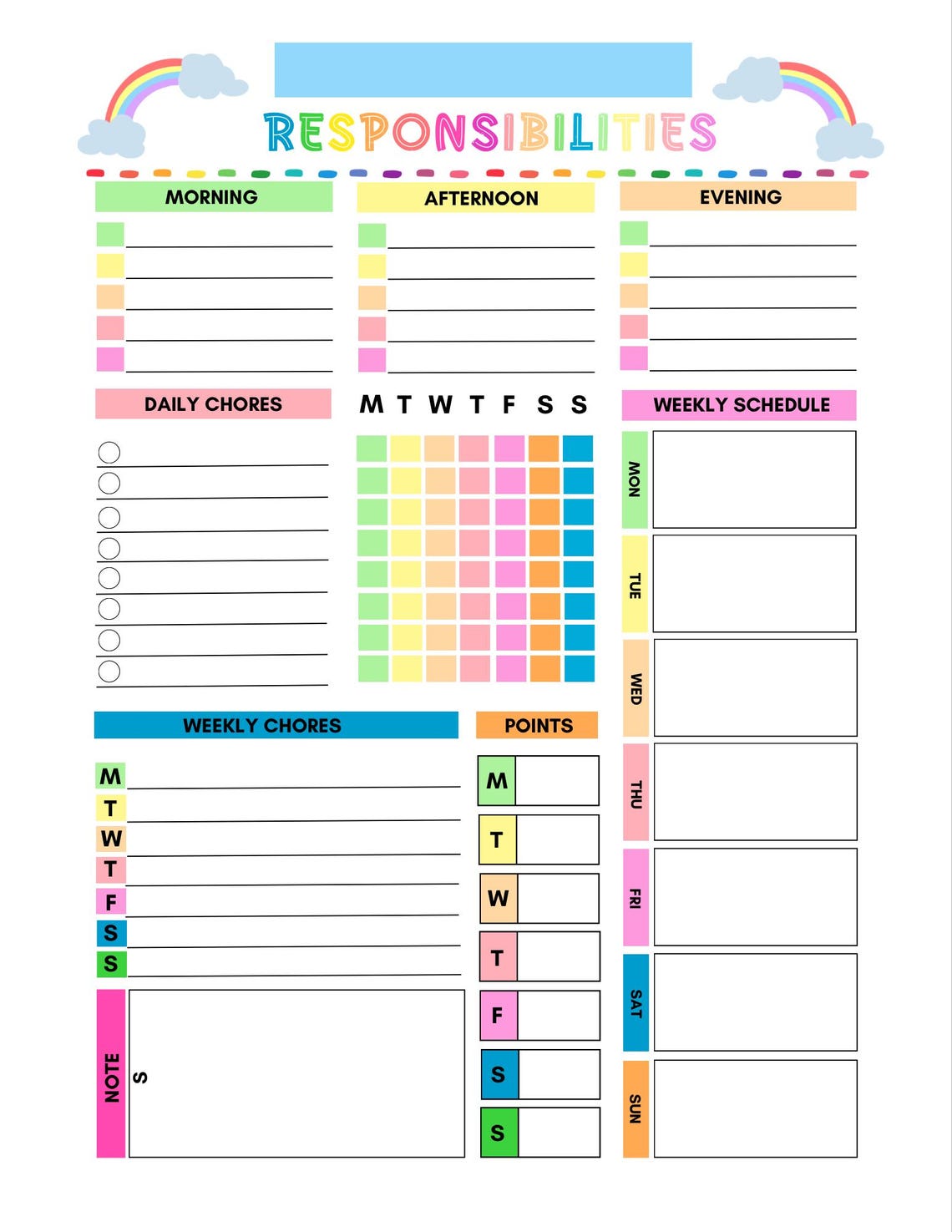 Editable Planner, Kids Chore Chart, Kids Daily Planner, Kids ...