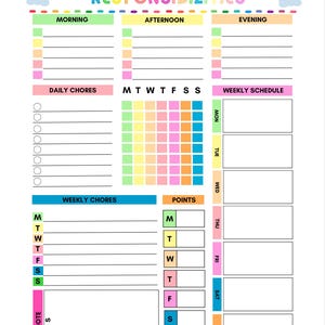Editable Planner, Kids Chore Chart, Kids Daily Planner, Kids ...