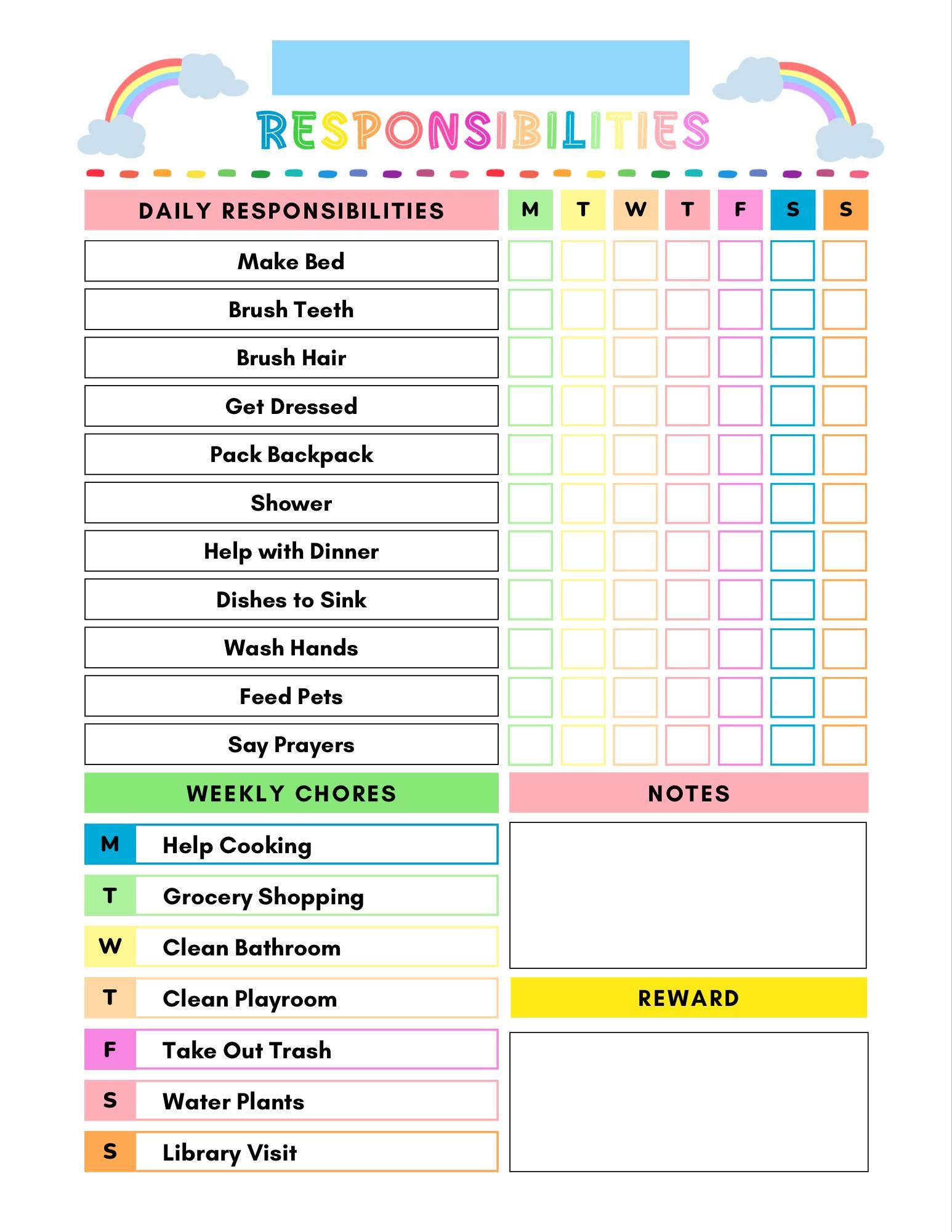 Editable Planner, Kids Chore Chart, Kids Daily Planner, Kids ...