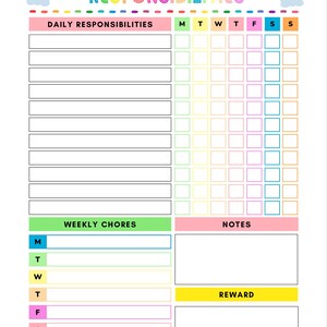 Editable Planner, Kids Chore Chart, Kids Daily Planner, Kids ...