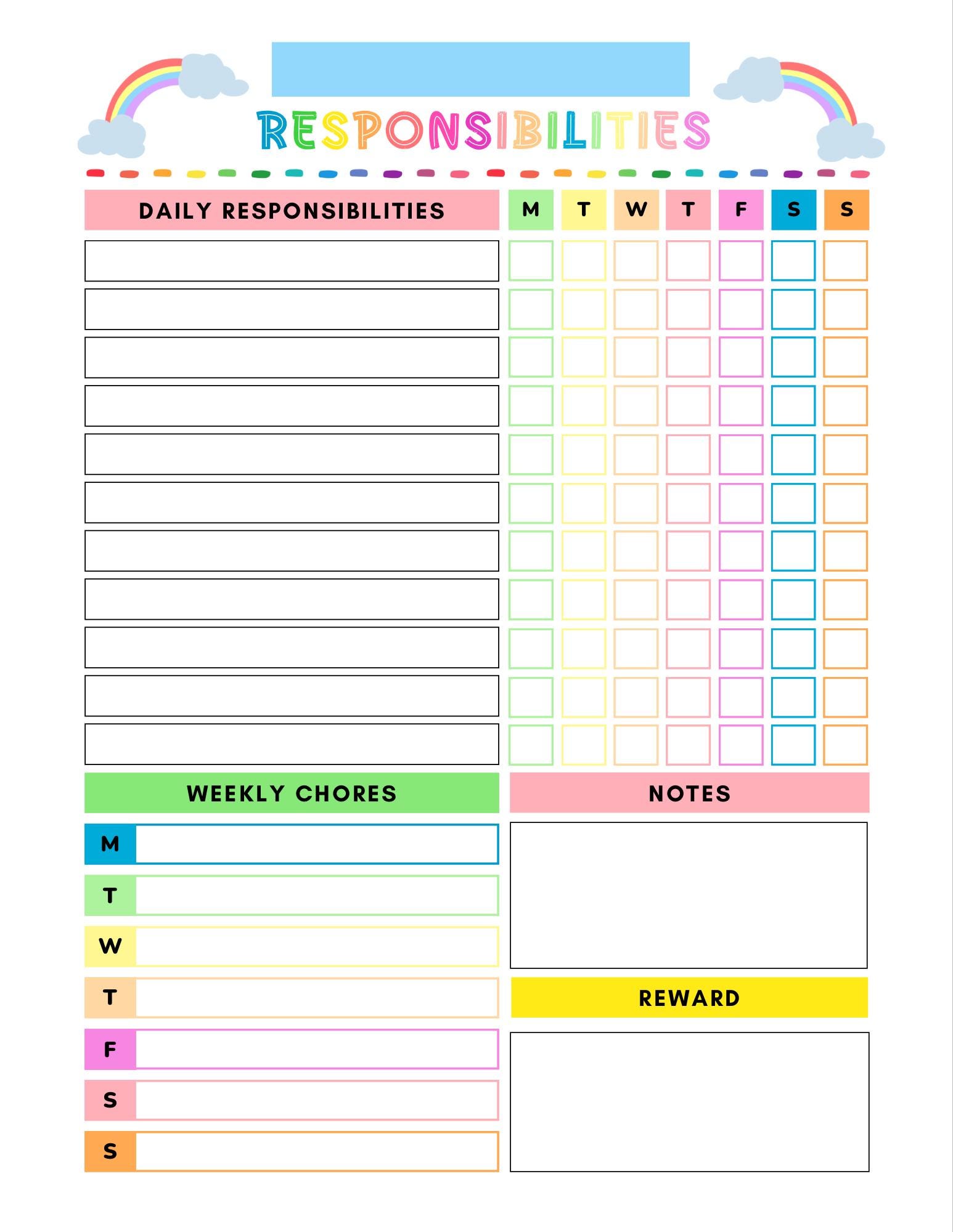 Editable Planner, Kids Chore Chart, Kids Daily Planner, Kids ...