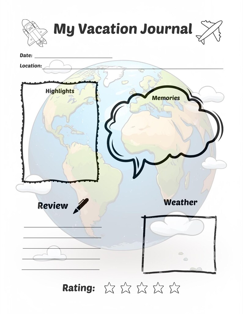 Kids Travel Journal Printable | Vacation Diary & Activity Book for Kids ...